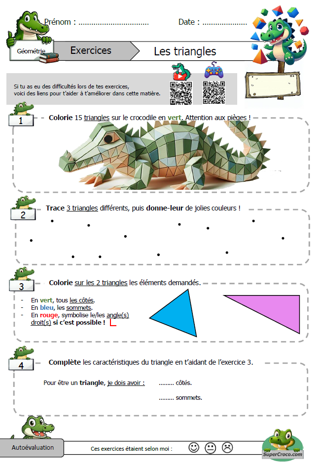 Les triangles - Exercices - SuperCroco