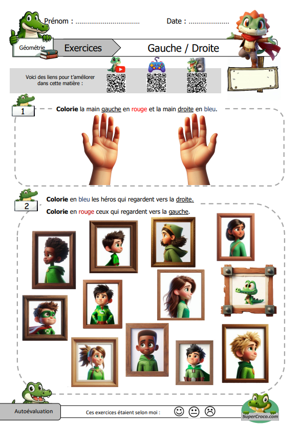 Gauche et droite - Exercices - SuperCroco