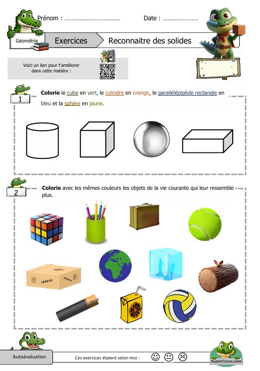 Reconnaitre les solides - Exercices