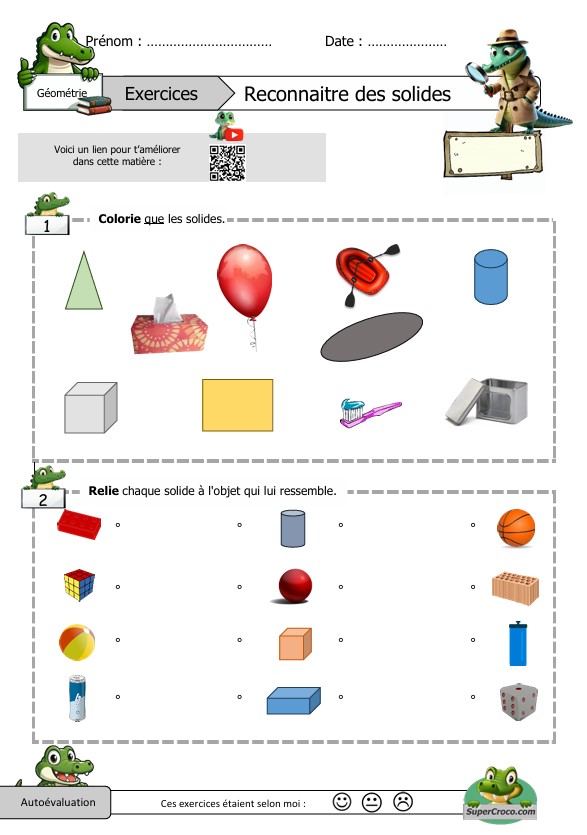 Reconnaitre les solides - Exercices